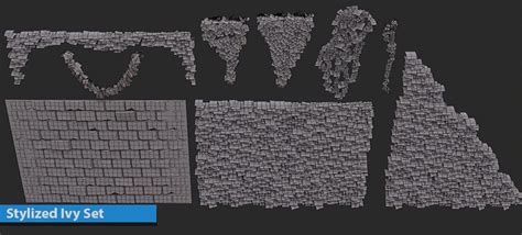 양식화 된 아이비 세트 3d 모델 10 Fbx Tga  Free3d