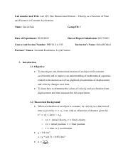 Investigating One-Dimensional Motion: Velocity and Acceleration ...