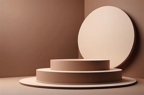 렌더링 플랫폼 스튜디오 배경 터와 함께 3d 플랫폼 스튜디오 디스플레이 장면 화장품을 위한 포디움 플랫폼 랜더링 무대 디스플레 플랫폼 배경 3d 스튜디오 갈색 기단