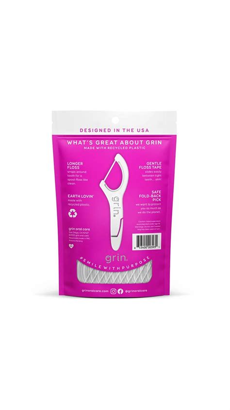 Grin Smooth Gentle Floss Tape 75 Floss Picks Yuehlia