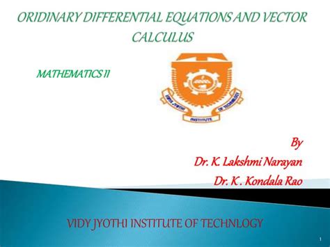 Ode And Vector Calculus Pptx