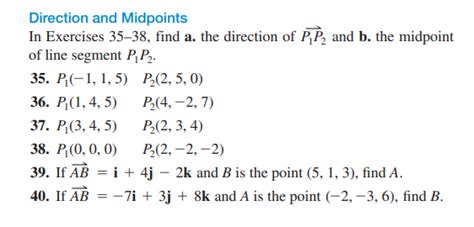 solved direction and midpoints in exercises 35 38 find a