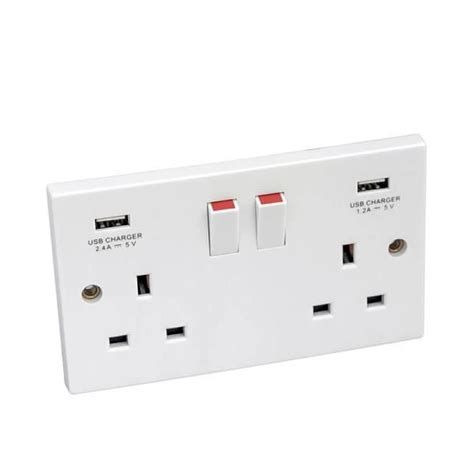 13a Twin Swtiched Socket Usb Do It Center Dominica