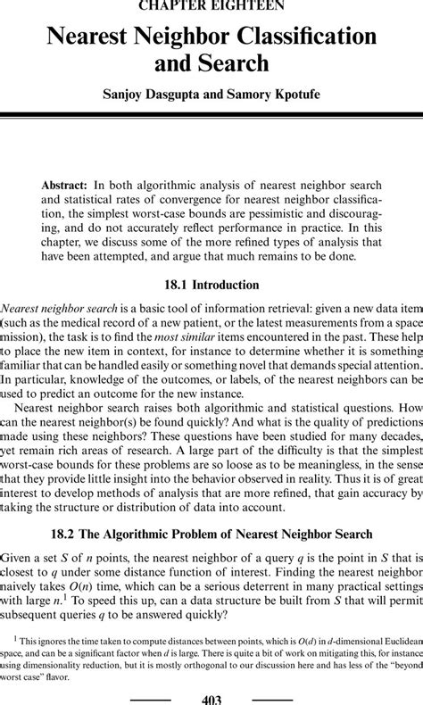 Nearest Neighbor Classification And Search Chapter 18 Beyond The