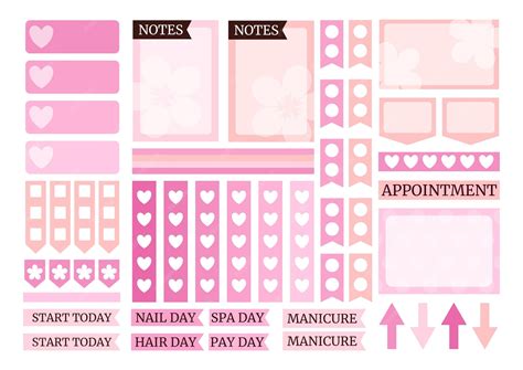 Premium Vector Pink Weekly Planner Stickers Set For Agenda Notebook Diary