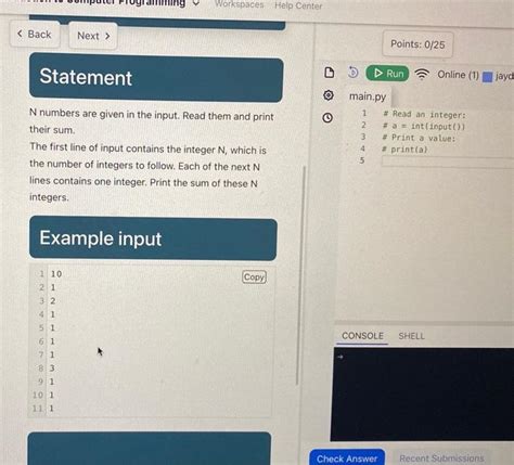 Solved N Numbers Are Given In The Input Read Them And Print
