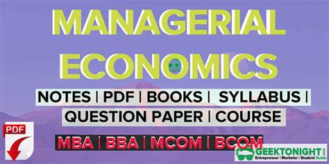 Managerial Economics Notes Pdf Syllabus 2025 Mba