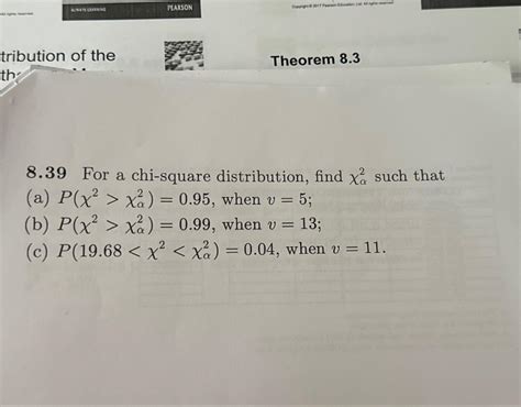 Solved 8 39 For a chi square distribution find χα2 such Chegg com