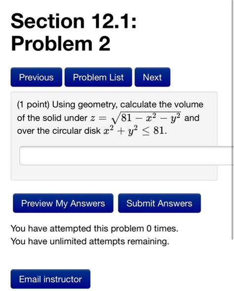 Solved Using Geometry Calculate The Volume Of The Solid Chegg