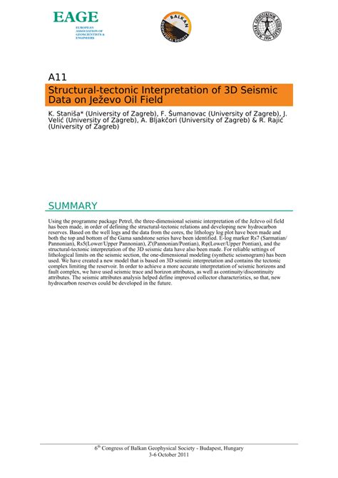 Pdf Structural Tectonic Interpretation Of 3d Seismic Data On Ježevo Oil Field