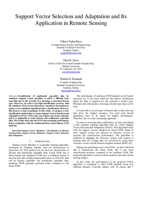 Pdf Support Vector Selection And Adaptation And Its Application In Remote Sensing