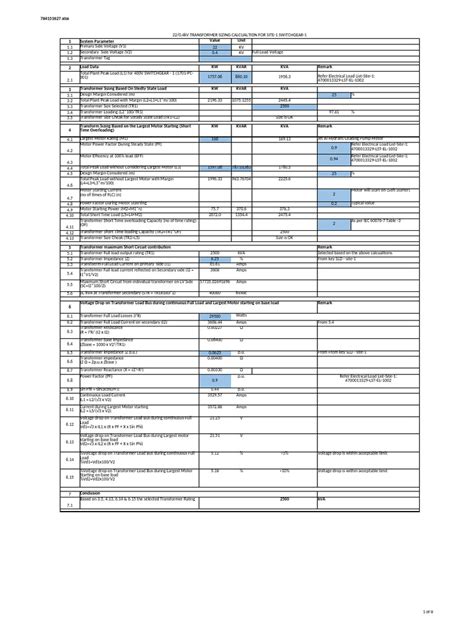 Appendix B Transformer Sizing Calculation For Site 1 Pdf