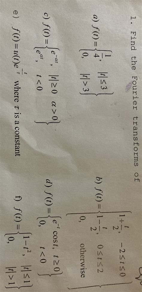 Solved Find The Fourier Transforms Of A Chegg