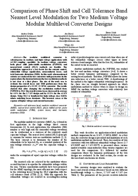 Pdf Comparison Of Phase Shift And Cell Tolerance Band Nearest Level Modulation For Two Medium