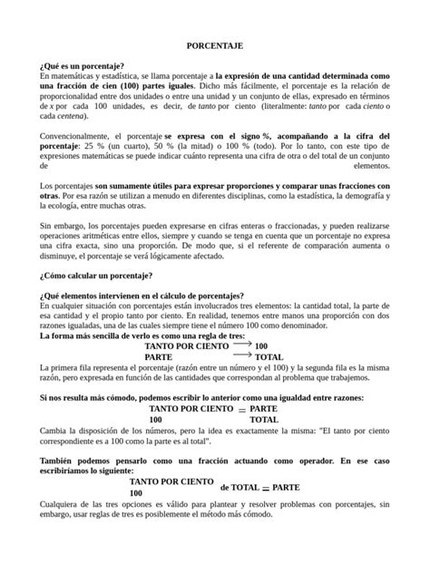 Porcentaje Pdf Porcentaje Números
