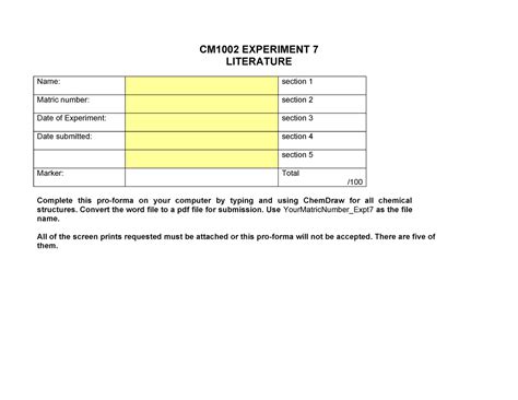 Ex 7 Lit Pro Forma Res 2024 Cm1002 Experiment 7 Literature Name Section 1 Matric Number