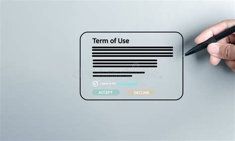 Hand Tick Agree And Accept Of Terms Of Use Reading Terms And