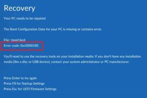 Methods To Resolve Windows Error Code 0xc0000185