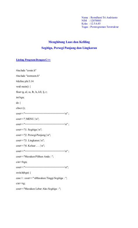 PDF Contoh Listing Program Menghitung Luas Bangun Datar Pada Pascal C DOKUMEN TIPS