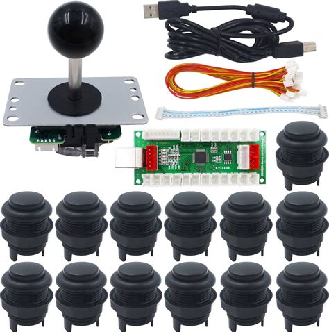 Sjjx Arcade Game Diy Kit 13pcs Arcade Matt Frosted Black Button Pc Ps2 Ps3 Android Zero Delay