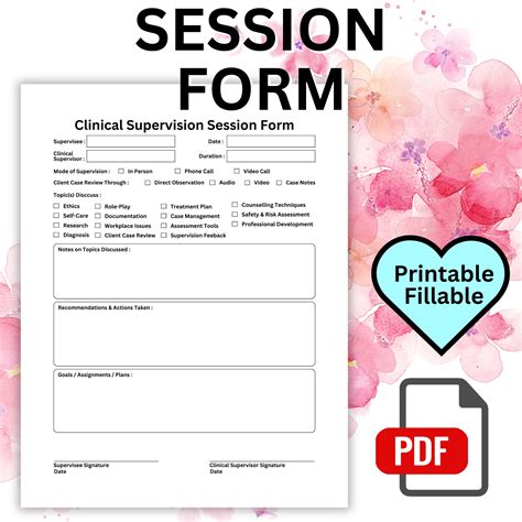 LCSW Hours Tracker Clinical Supervision Tracking Hour Log Notes PDF Template Sheet Form