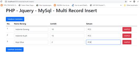 Cara Sederhana Multi Insert Data Dengan Php Mysql