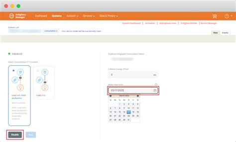 how to enable or disable meters using the enphase installer portal