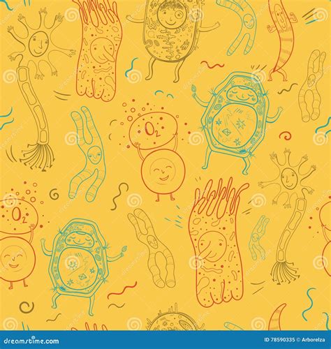 Vector Biological Seamless Pattern With Contour Cells Cartoondealer