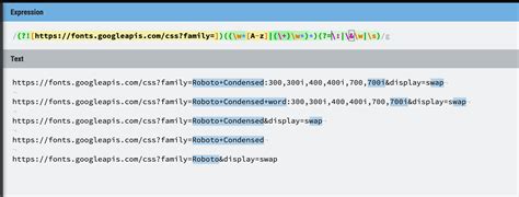 a regex filter with a bunch of different parameters regex