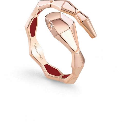 Anello Serpente Salvini Eva In Oro Rosa Smalto E Diamanti