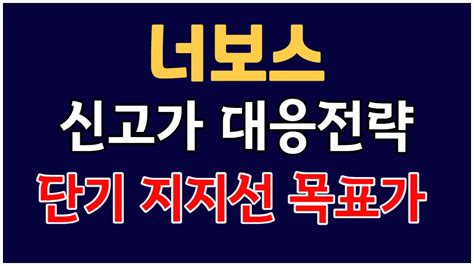 너보스 코인 신고가 대응전략 단기 지지선 목표가 공개 Youtube
