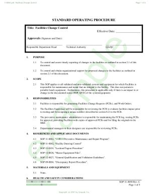 Fillable Online Standard Operating Procedure Title How To Write