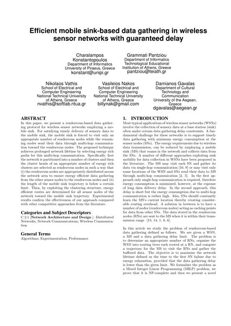 Pdf Efficient Mobile Sink Based Data Gathering In Wireless Sensor