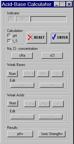 Программа Acid-Base Calculator для расчета кислотно-основных равновесий ...