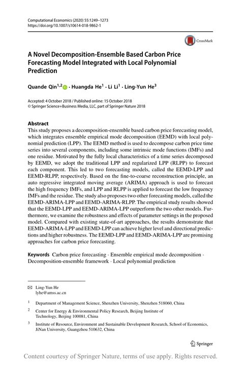 A Novel Decomposition Ensemble Based Carbon Price Forecasting Model