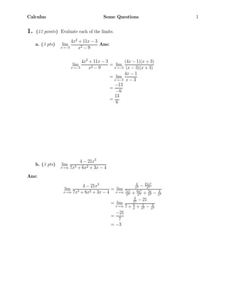Calculus Questions Pdf Algebraic Geometry Mathematics