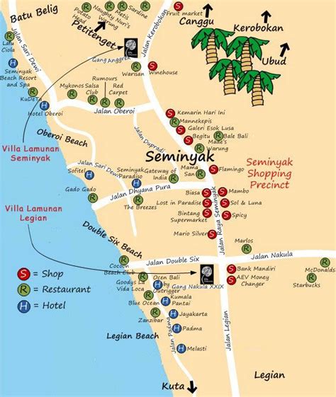 Map Of Bali Travel Destinations Seminyak Tourist Map Seminyak Beach