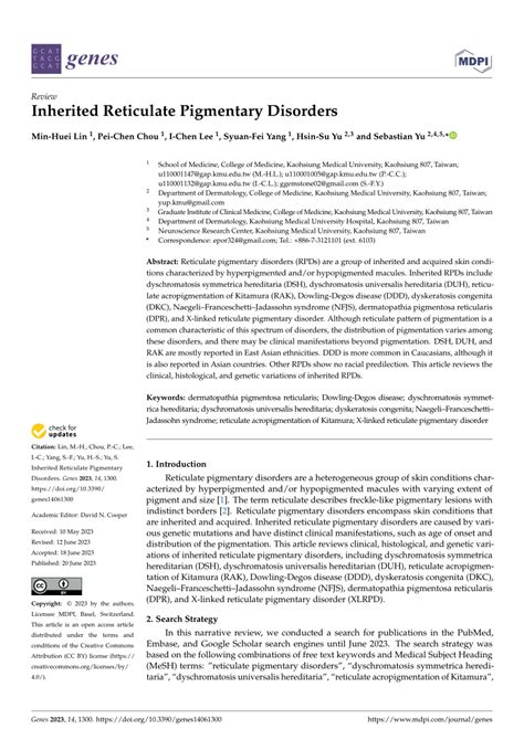 Pdf Inherited Reticulate Pigmentary Disorders