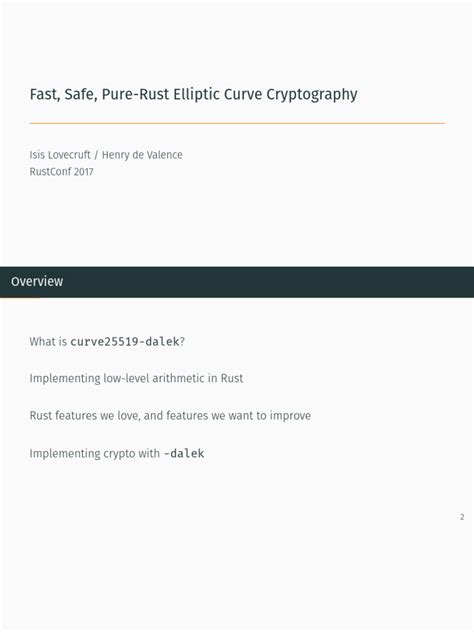 Fast Safe Pure Rust Elliptic Curve Cryptography Slides Pdf Multiplication Pointer