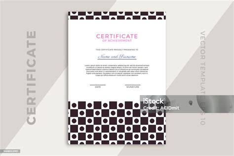 창조적 인 기하학적 패턴으로 졸업 또는 코스 완료를위한 현대 비즈니스 디플로마 템플릿 트렌디 한 디자인의 감사 수직 모형의