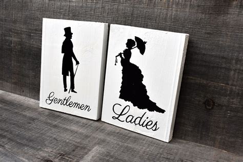 Victorian Ladies And Gentlemen Restroom Signs Unique Bathroom Sign