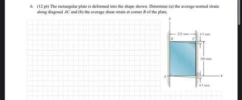 Solved 6 12 Pt The Rectangular Plate Is Deformed Into The