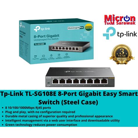 Tp Link Tl Sg E Port Gigabit Easy Smart Switch Steel Case Shopee Malaysia