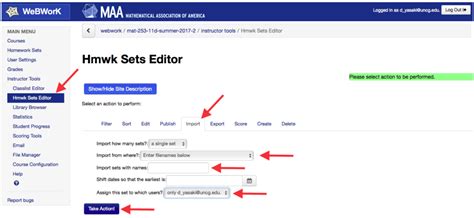 webwork canvas set up instructions mathematics and statistics