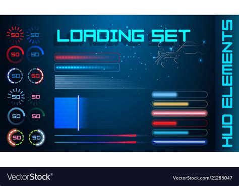 Hud Futuristic Element Loading Bars Set Royalty Free Vector