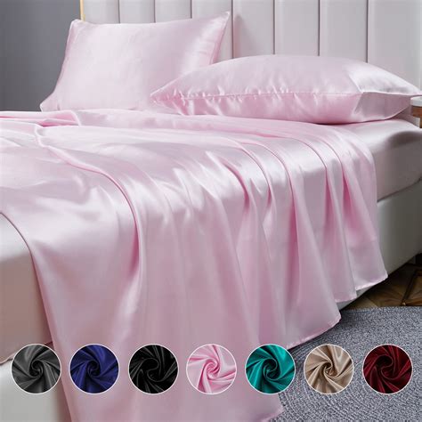 Free Shipping Anminy Satin Sheets Silk Sheets King Light Pink Bed