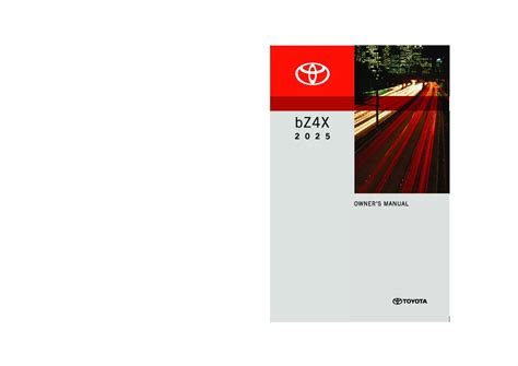 2025 Toyota Bz4x Owners Manual Free Pdf