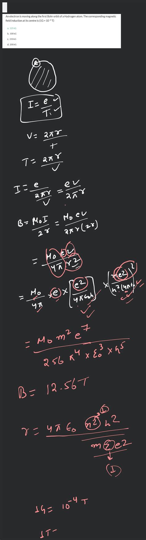 An Electron Is Moving Along The First Bohr Orbit Of A Hydrogen Atom The