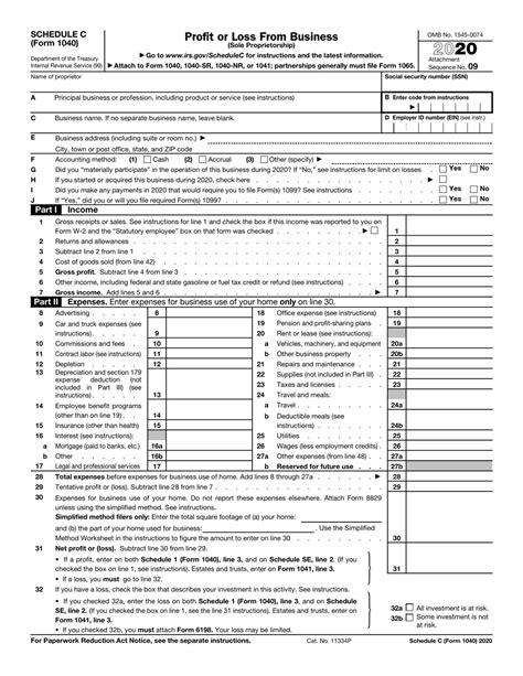 Irs Form 1040 Schedule C Download Fillable Pdf Or Fill Online Profit Or