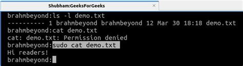 How To Fix Reading A File Permission Denied On Linux Geeksforgeeks
